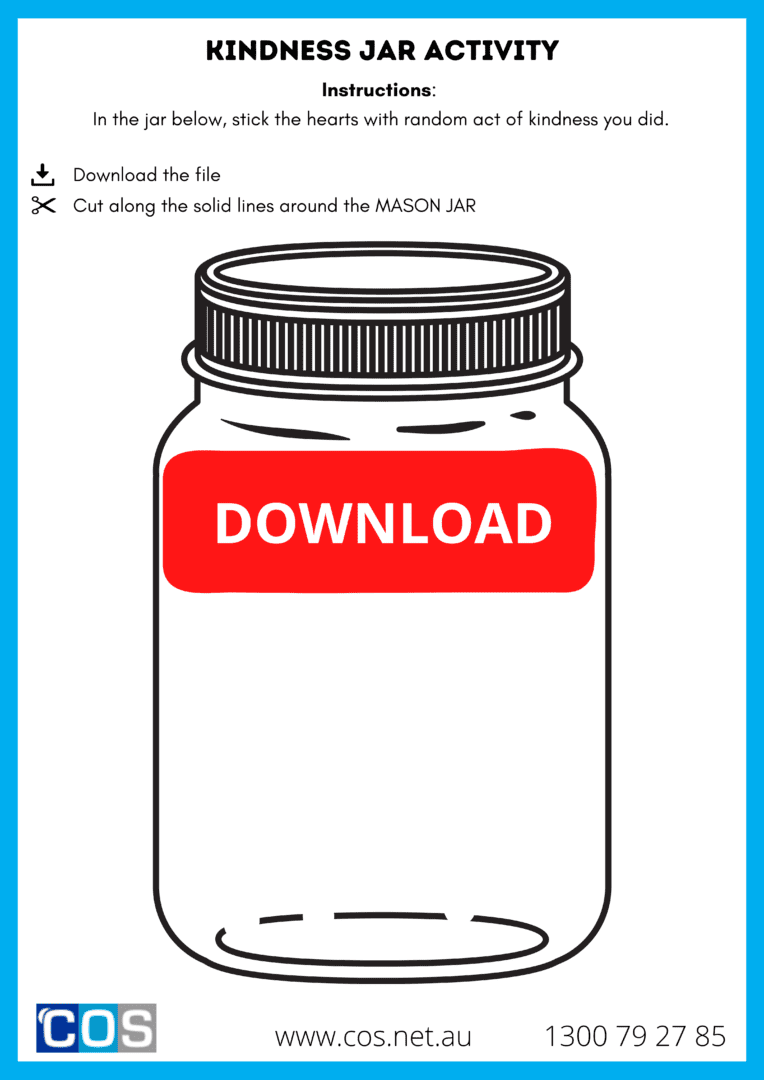 Random Acts of Kindness Jar - Worksheet for Kids