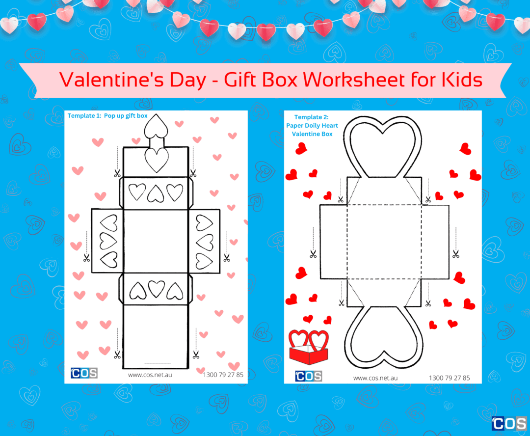 Valentine's Day Gift Box Worksheets for Kids