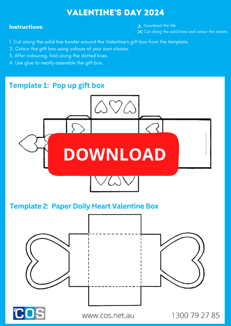 Valentine's Day Gift Box Worksheets for Kids