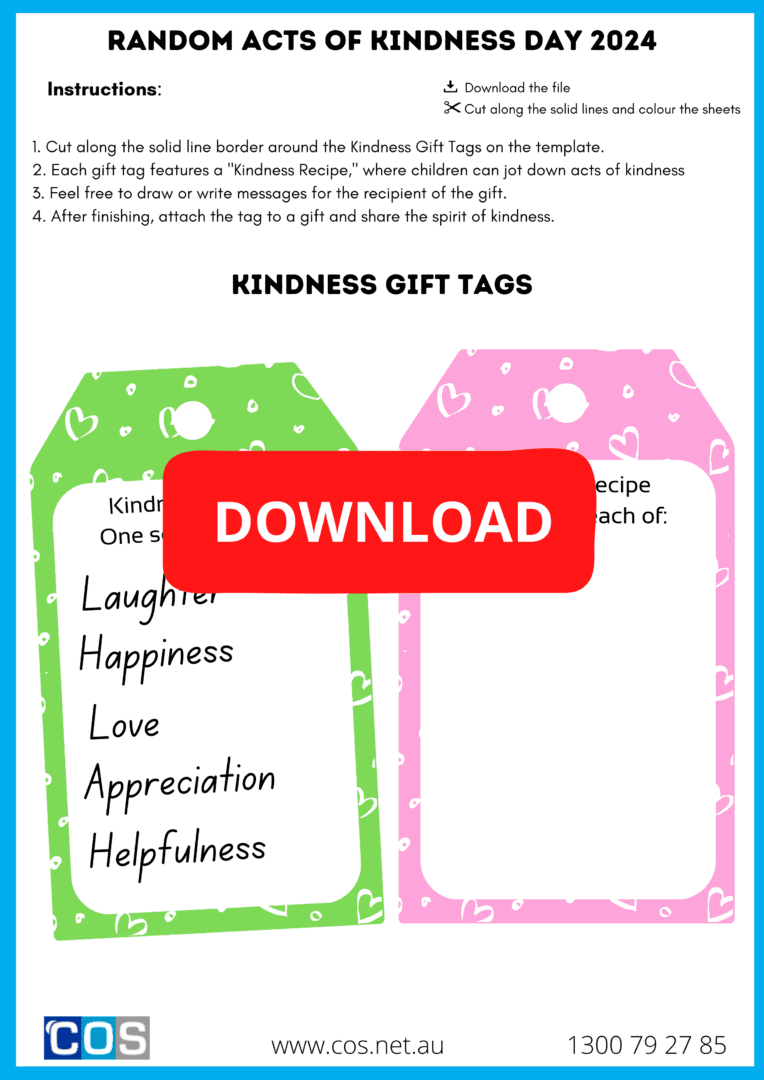 National Random Acts of Kindness Day Kids Worksheet