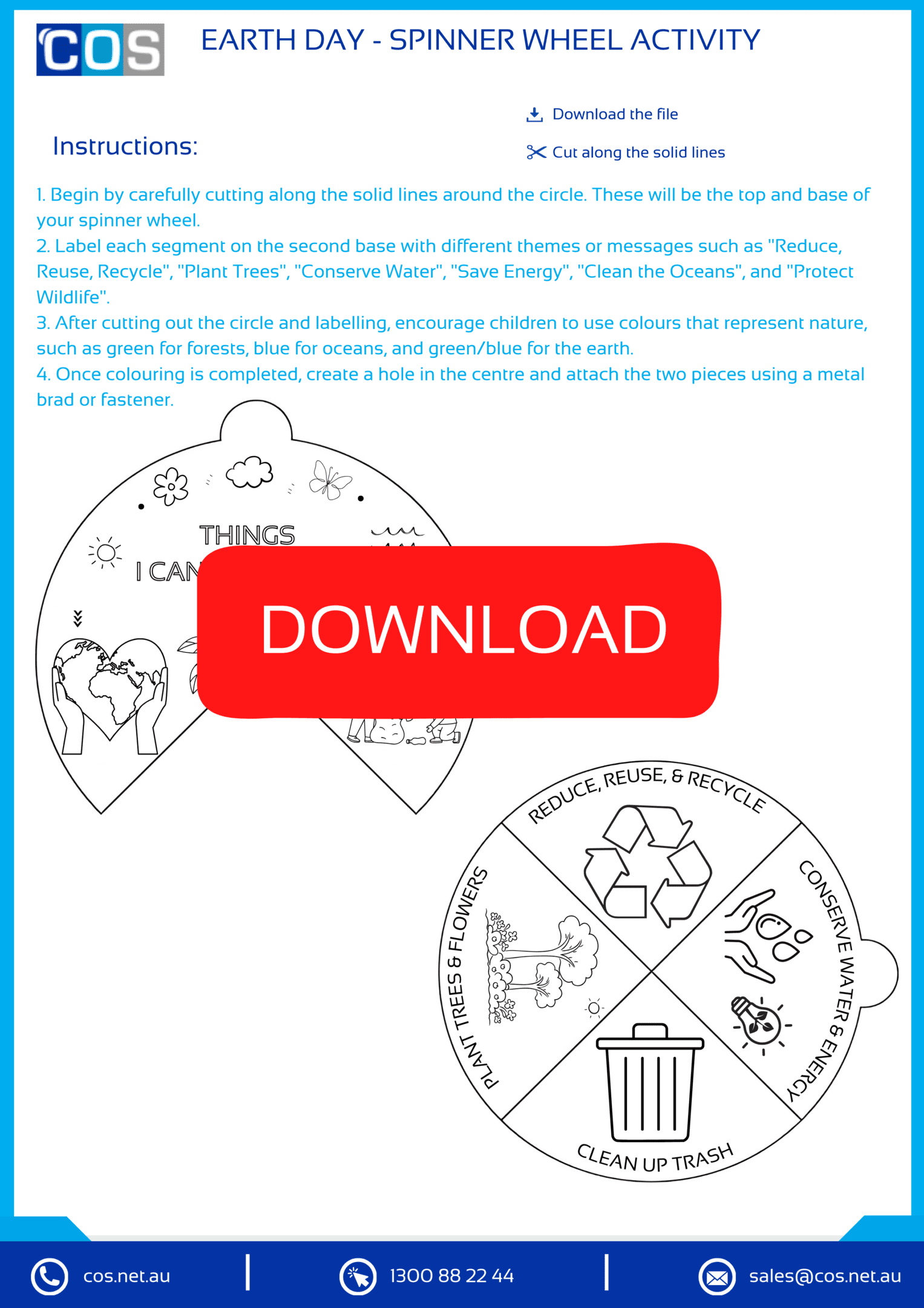 Earth Day Spinner Wheel Worksheet