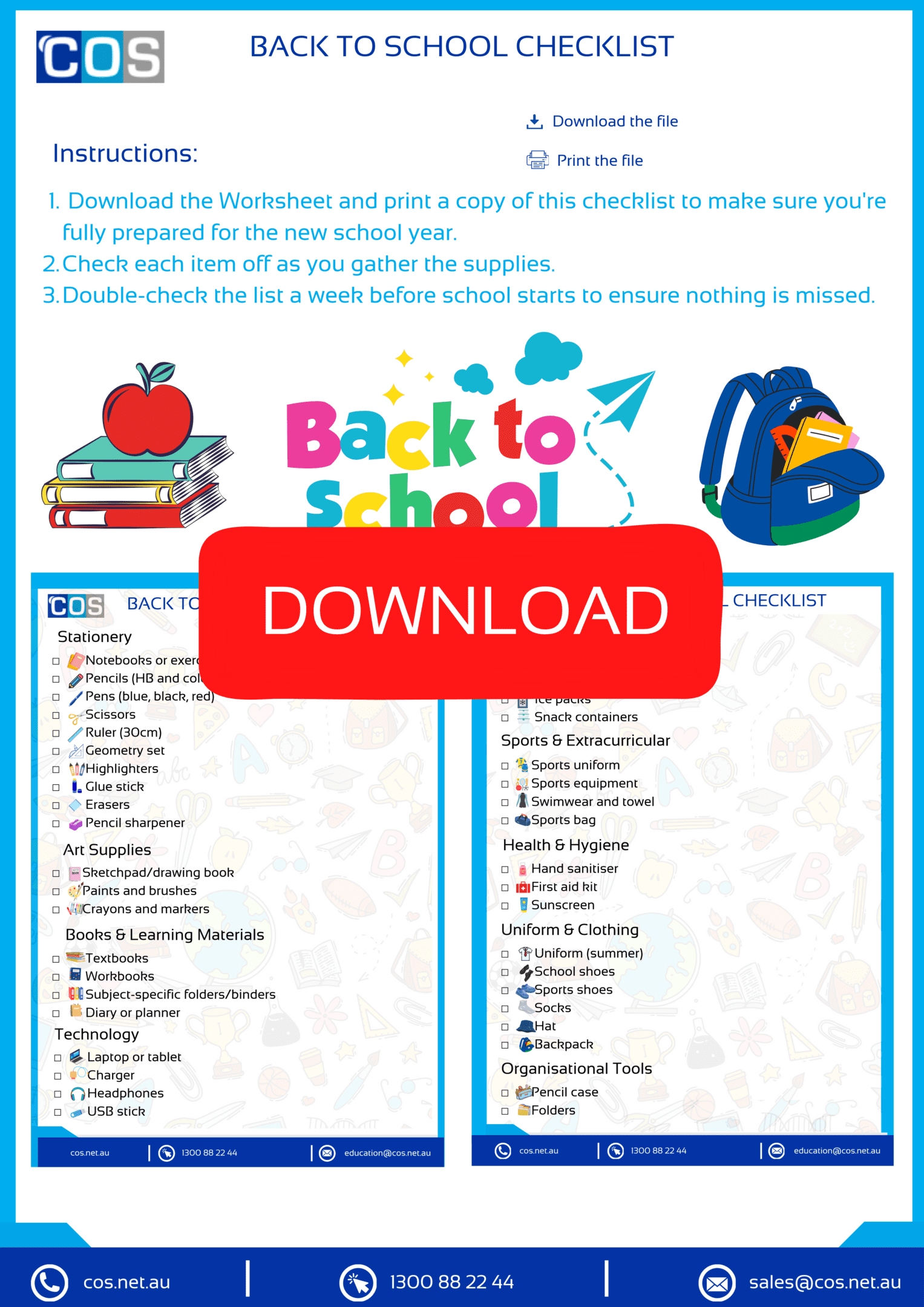 2025 Back to School Checklist for Kids and Parents