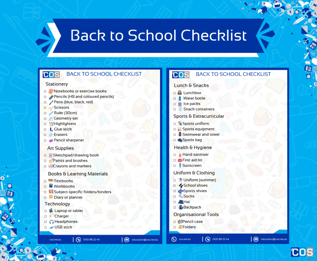 2025 Back to School Checklist for Kids and Parents