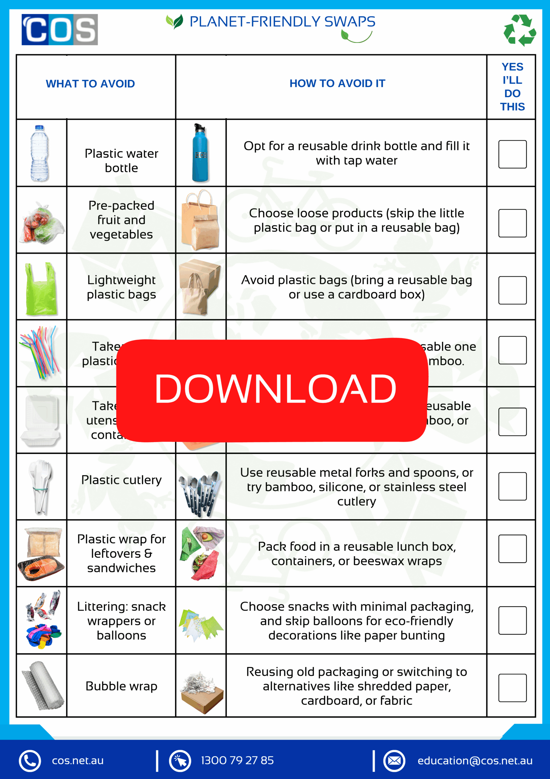 Plastic Free July - Educational Worksheet for Kids