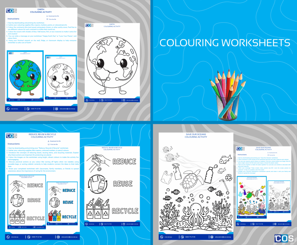 3 Colouring Worksheets: Planet-Friendly Fun
