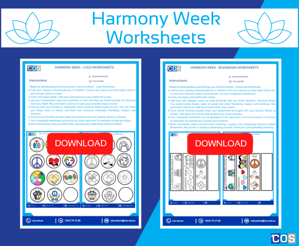 Printable Worksheets to Celebrate Harmony Week